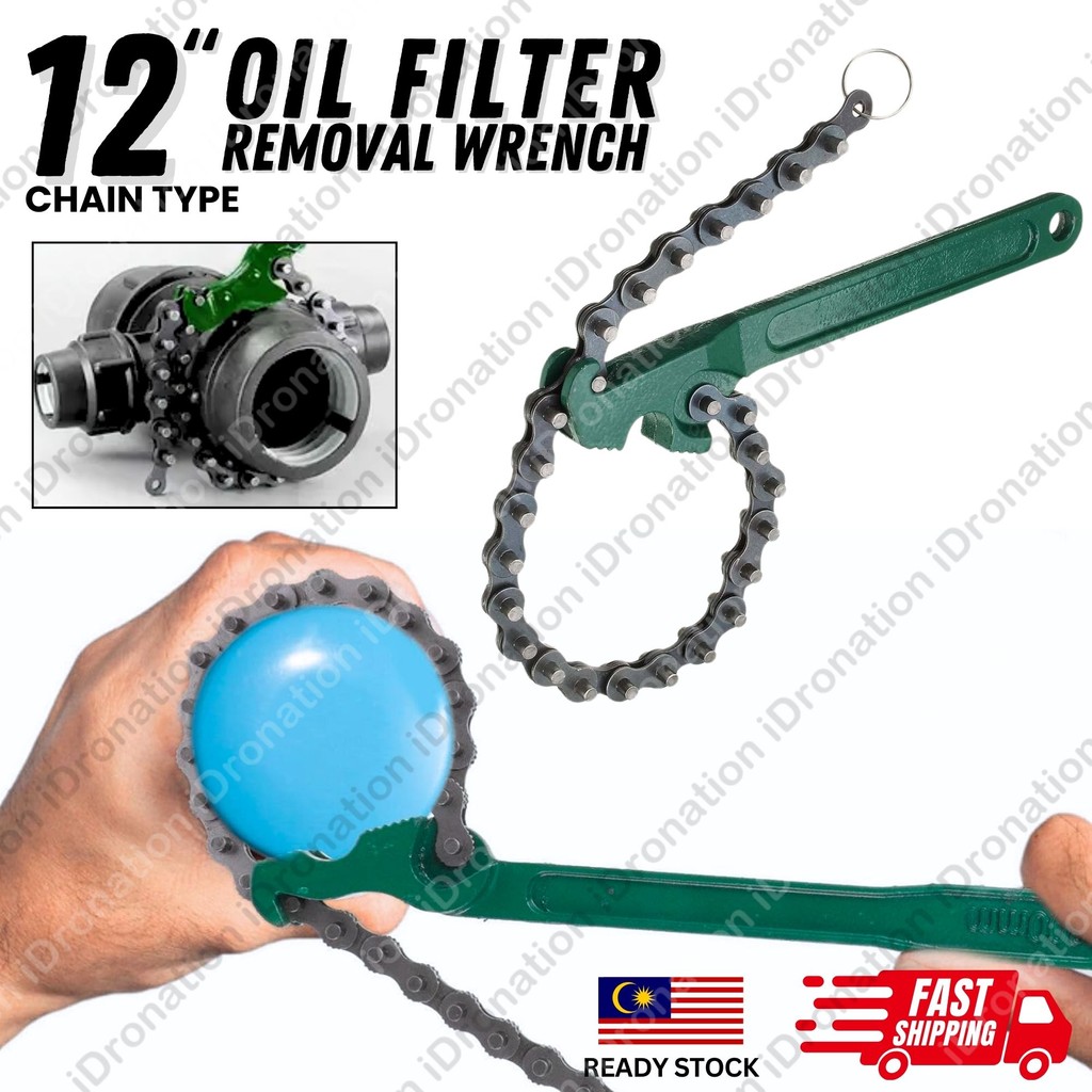 12" Oil Filter Removal Wrench Chain Type Anti-skid Wrench Oil Filter ...