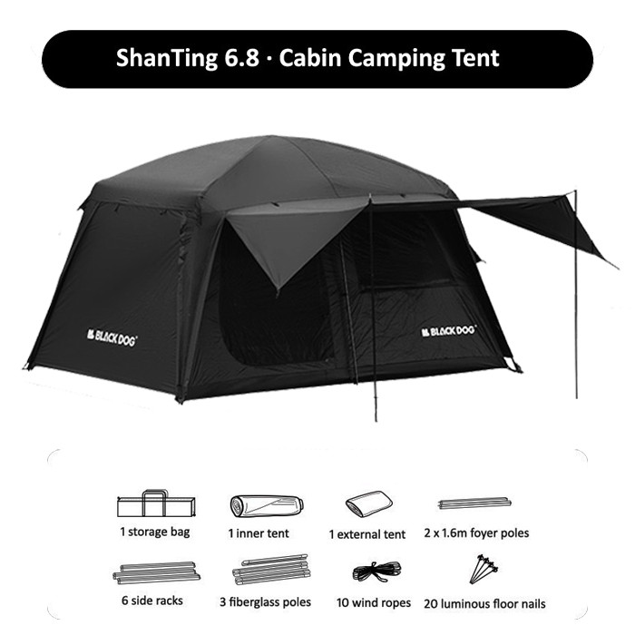 BLACKDOG Waterproof Tent khemah Kalis Air SHANTING Black dog Camping ...