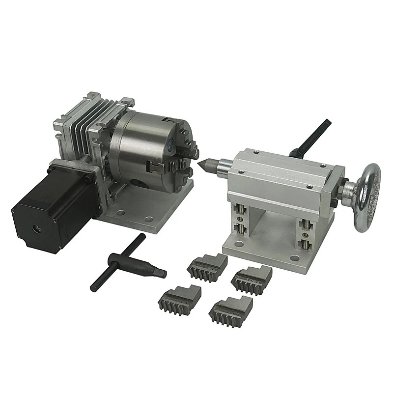 57 Motor 80 MM 4 Jaws Chuck Mini Fourth Axis A Rotation Axis With Tail ...