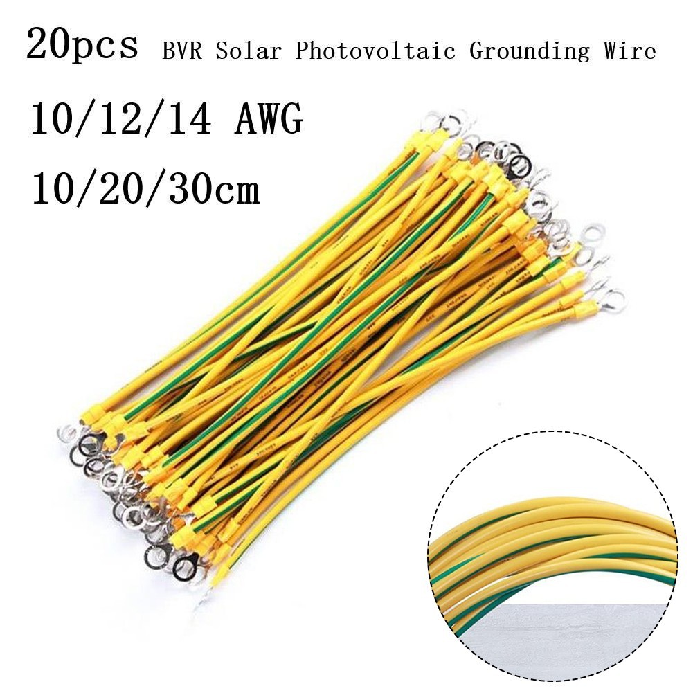 EVER| 20PCS BVR Solar PV Ground Wire with Terminals 10/12/14 AWG Solar ...