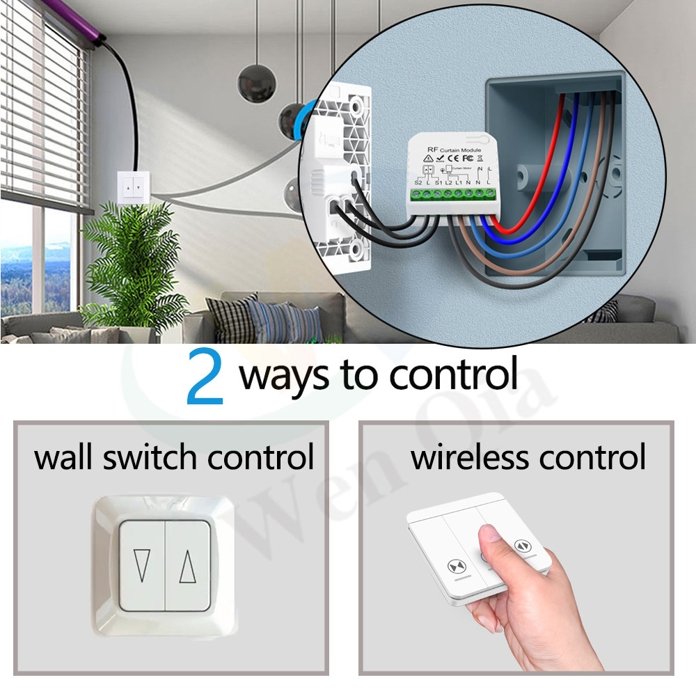 RF433Mhz Wireless Blind Electric Curtain Motor Switch Roller Shutter ...