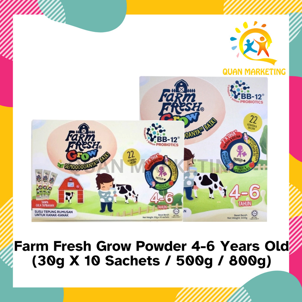 Farm Fresh Grow Powder 4-6 Years Old (30g x 10 Sachets / 500g / 800g ...