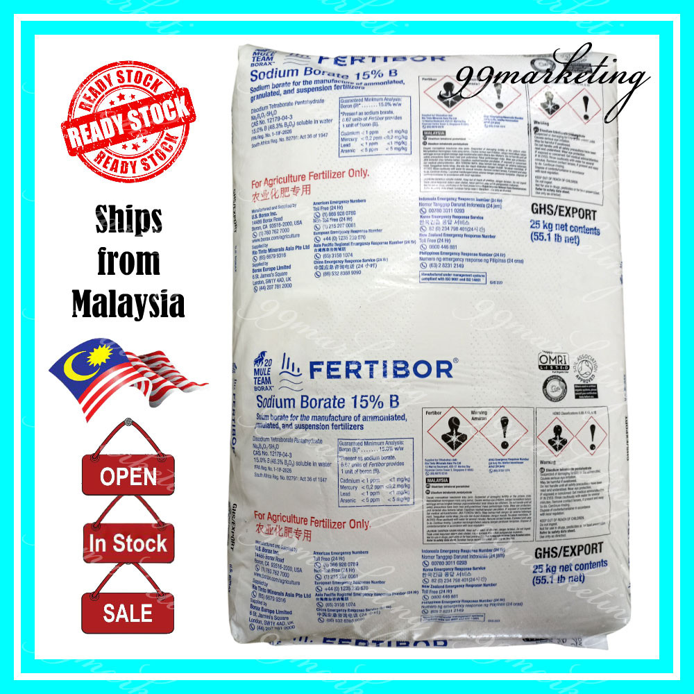 USA Borax Fertibor 25KG 15% Boron Sodium Borate Disodium Tetraborate ...