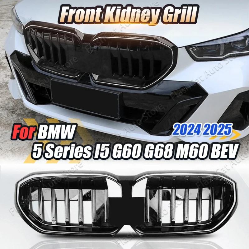 G60 Front Kidney Grille ABS Black Front Bumper Racing For BMW 5 Series ...