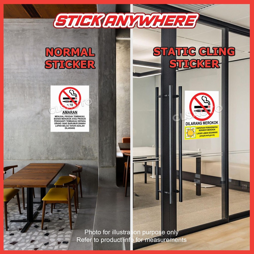 Dilarang Merokok Sticker No Smooking No Vaaping Amaran Waterproof ...
