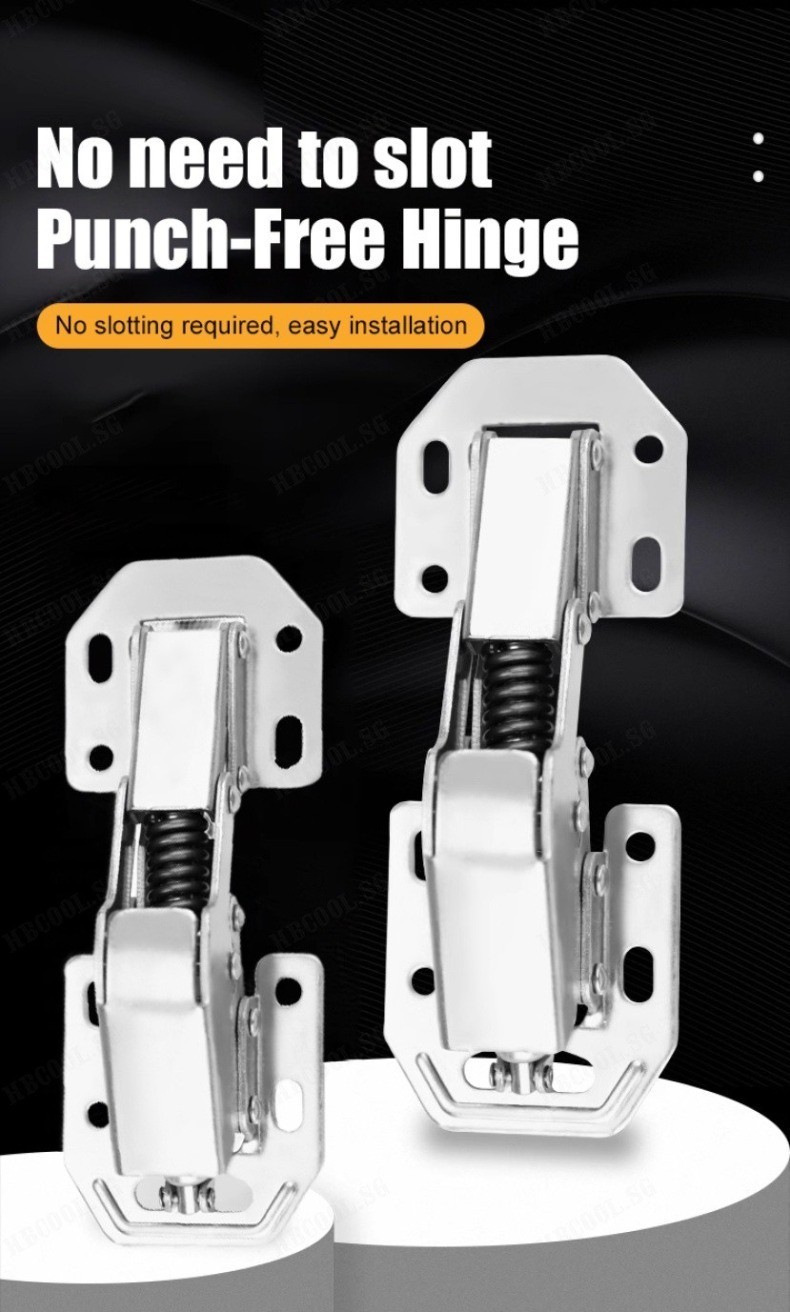 4PCS Stainless Steel Cabinet Hinges 90 Degree No-Drilling Hole Cupboard ...