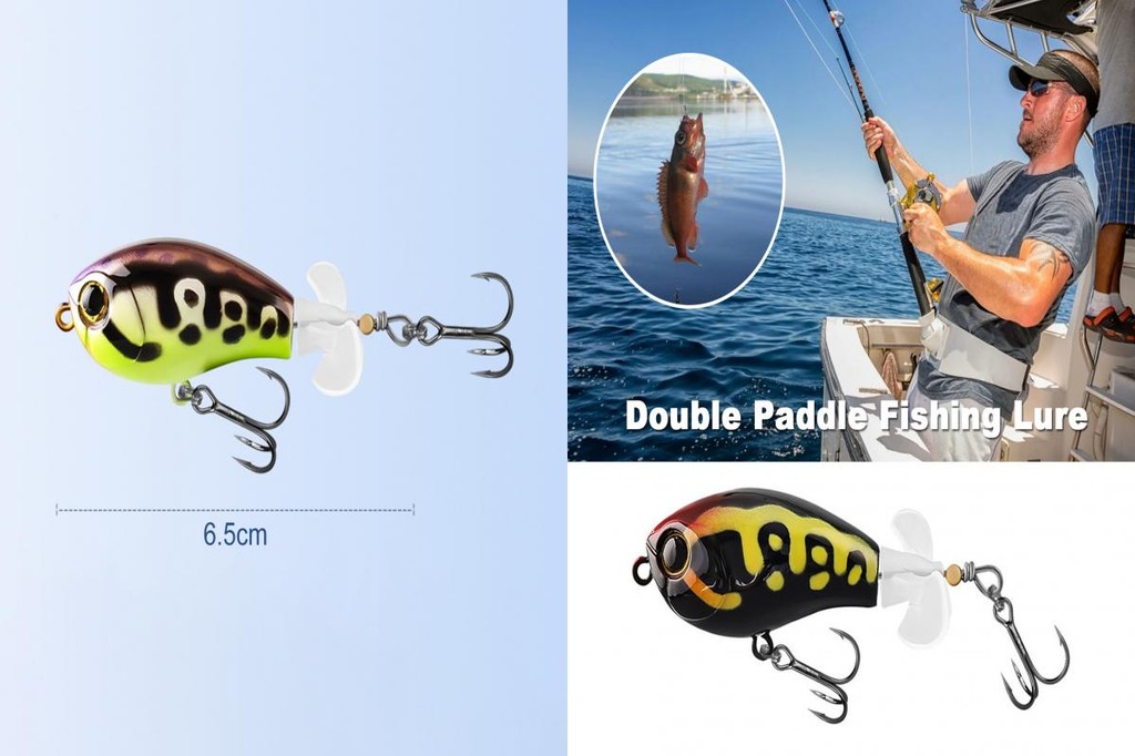 [Ni] Rotating Propellers Fishing Lure Topwater Fishing Lure with Double ...
