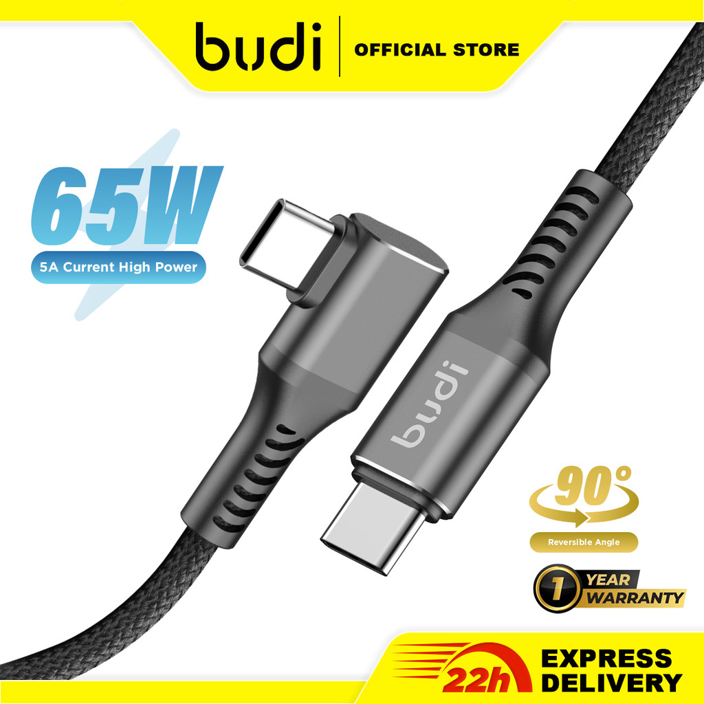 Budi Type C To Type C Fast Charging Cable 90 Degree Gaming USB C Cable ...