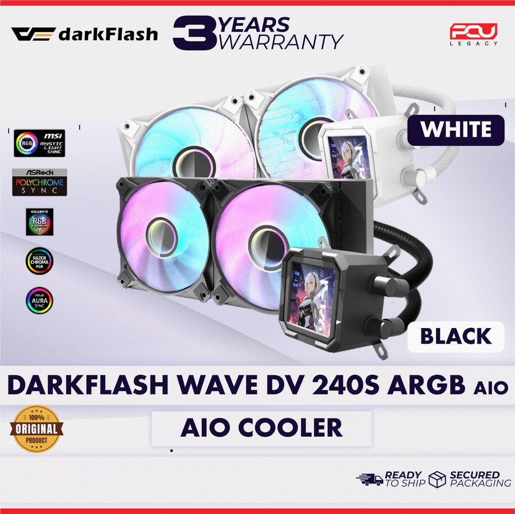 DarkFlash WAVE DV 240S ARGB LIQUID CPU COOLER WITH IPS LED SCREEN ...