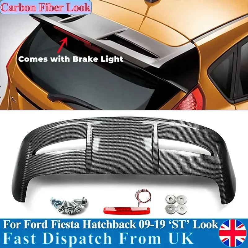 For Ford Fiesta Wing Rear Spoiler Carbon Fiber Look Roof Spoiler 2009 ...