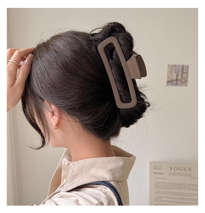 Mismemo [Ready Stock] Coffee Color Rectangular Frosted Hair Clip Female ...