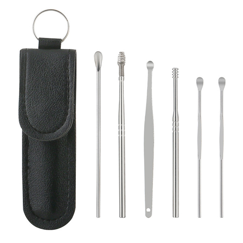 (HK)Household Portable Ear Scoop 6-piece Set, Spiral Spring Ear Digging ...