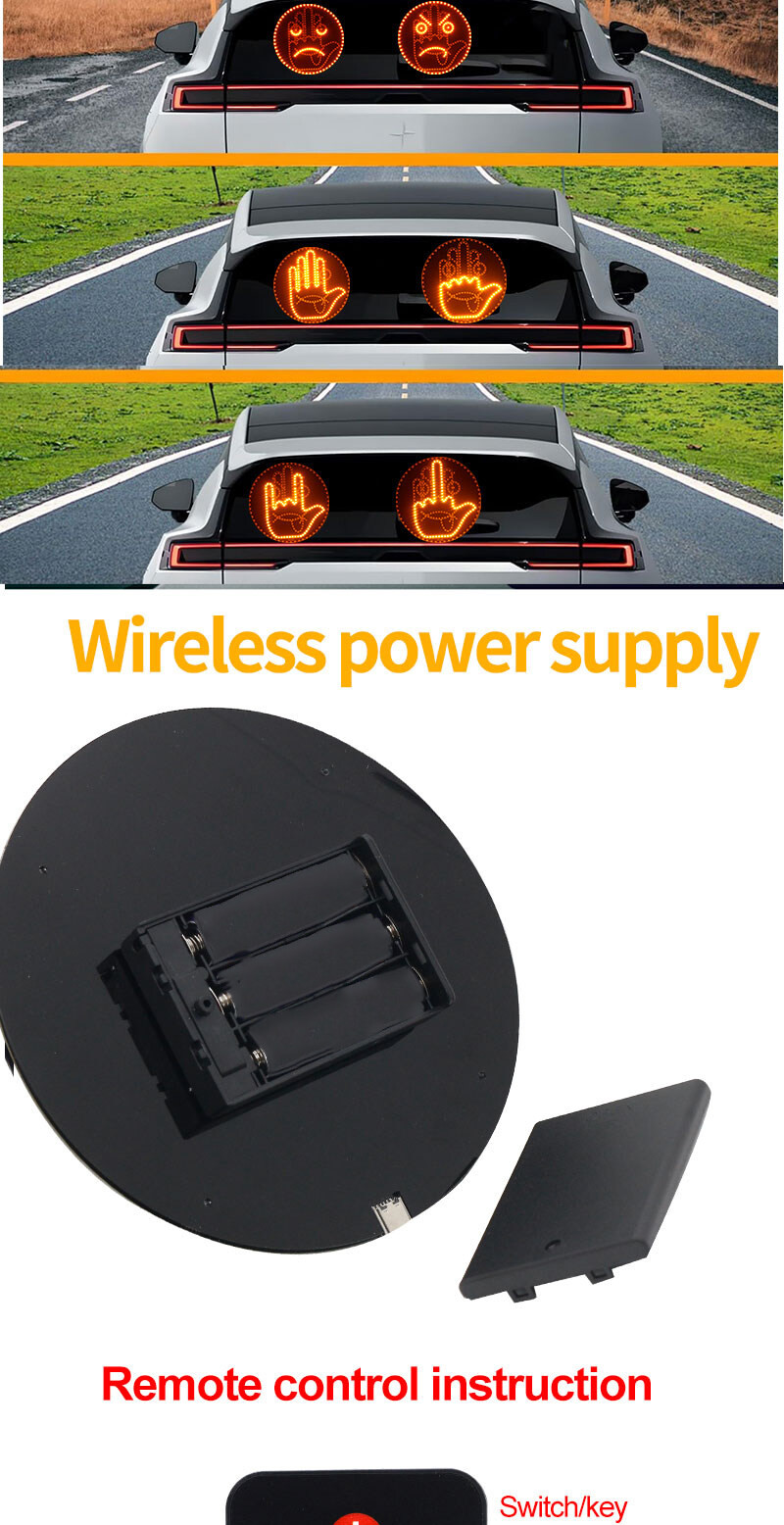 Car LED fun expression light smiley face light rear window multi ...