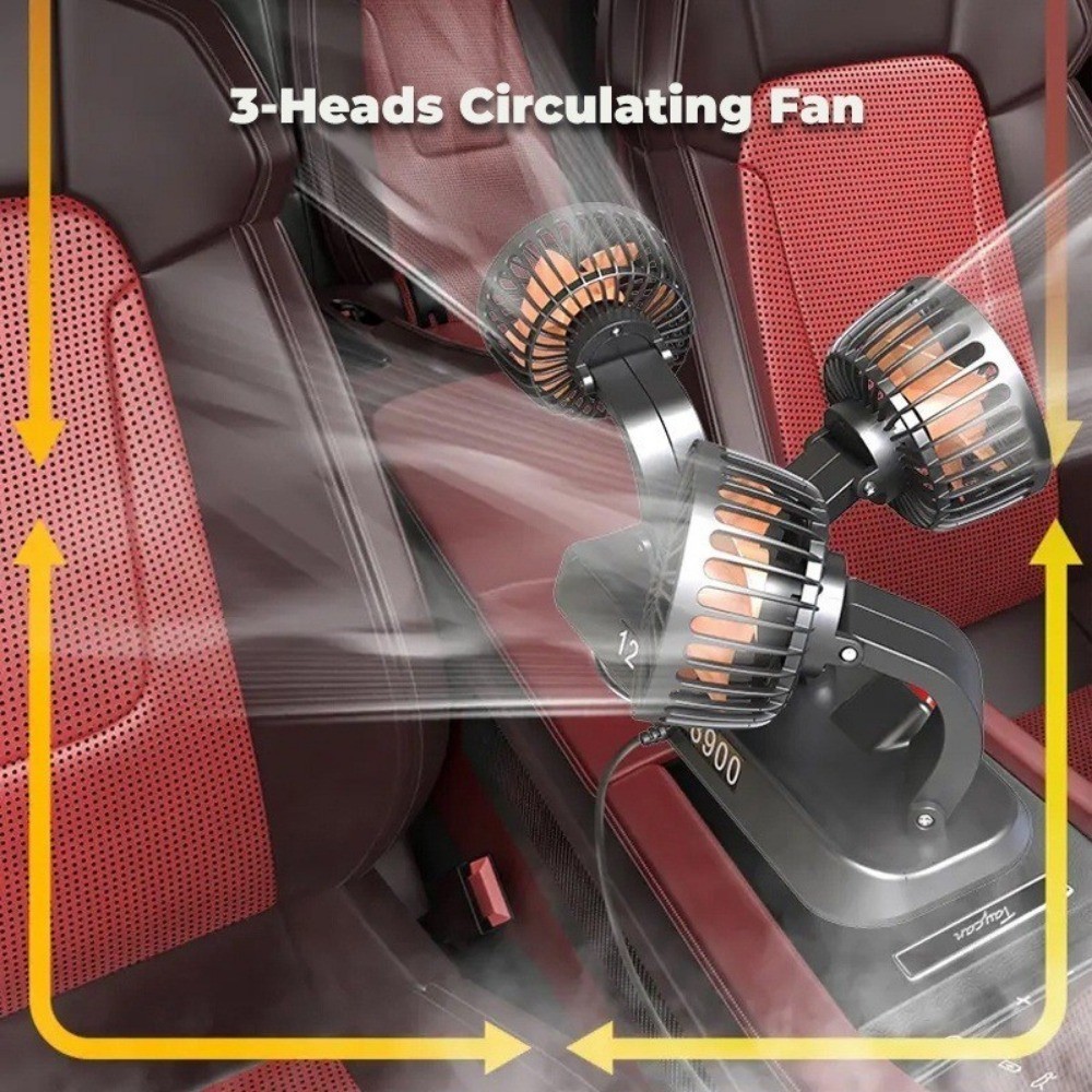 Car Powerful Three-fan 5V/12V/24V/ 360° Adjustable 3-head Fan Car 2 ...
