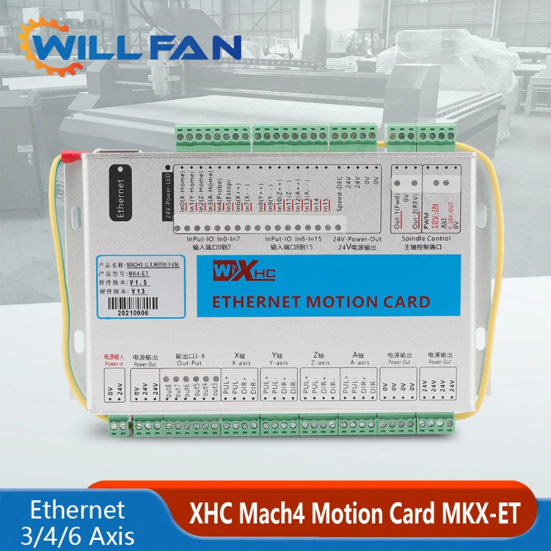 Will Fan Xhc Mach3 Mk3 Et Ethernet Breakout Board 4 6 Axis Motion Control Card 2mhz Support For