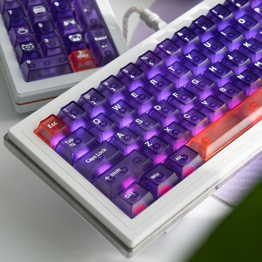 Transparent Foggy Purple Keycaps PC Light Through Cherry Profile keycap ...
