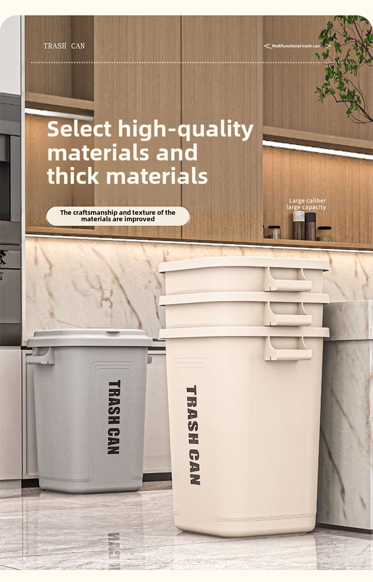 Kitchen trash can with increased capacity cover dust-proof thickened ...