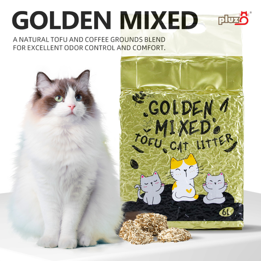 😺WHOLESALES😺 GOLDEN MIX Flushable Tofu Cat Litter pasir kucing 6L/2KG | Shopee Malaysia