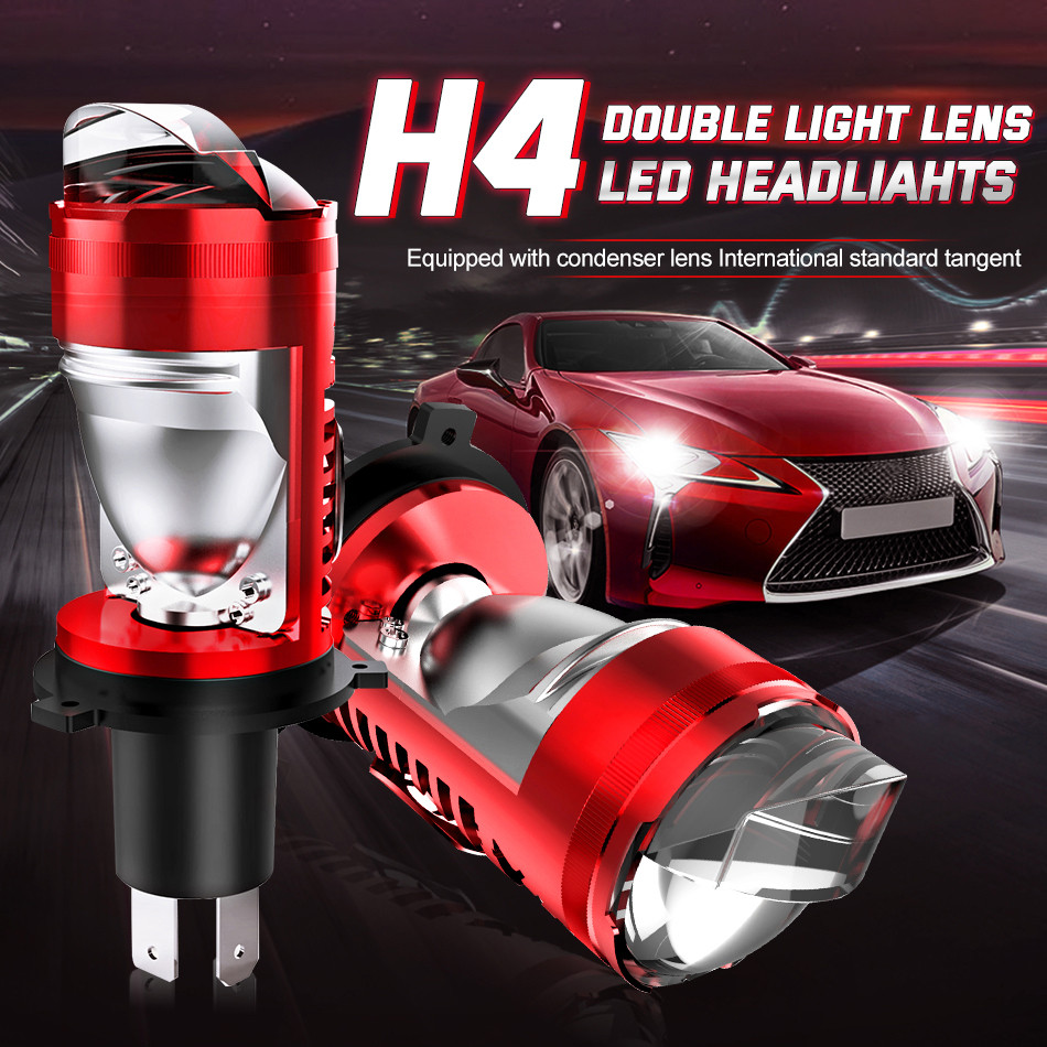 HLXG H4 Bi Mini LED Projector Lens Car Bulb H4 Led Headlight Auto ...