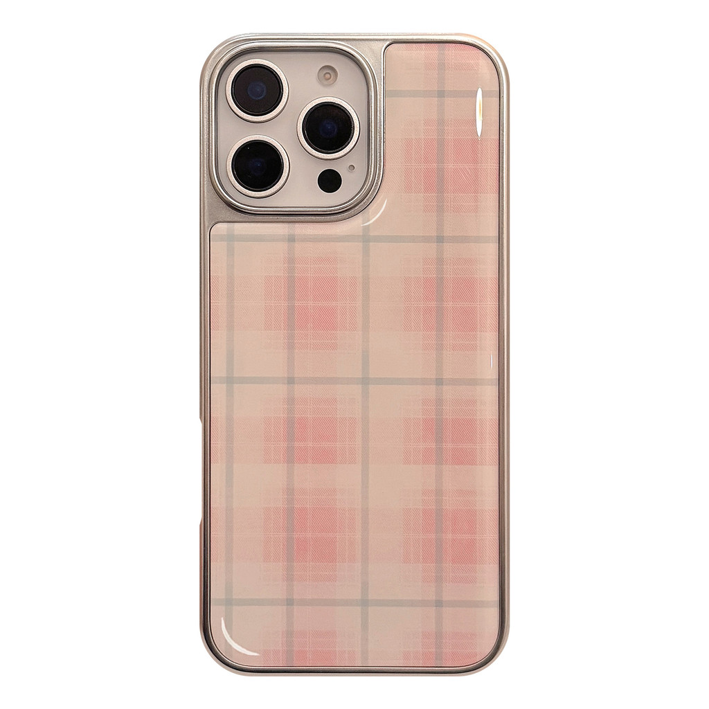 Mobile phone case with pink plaid pattern and epoxy resin process case ...