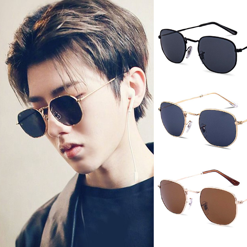 Classic Metal Black Frame Sunglasses Sun Protection Beach Glasses for ...