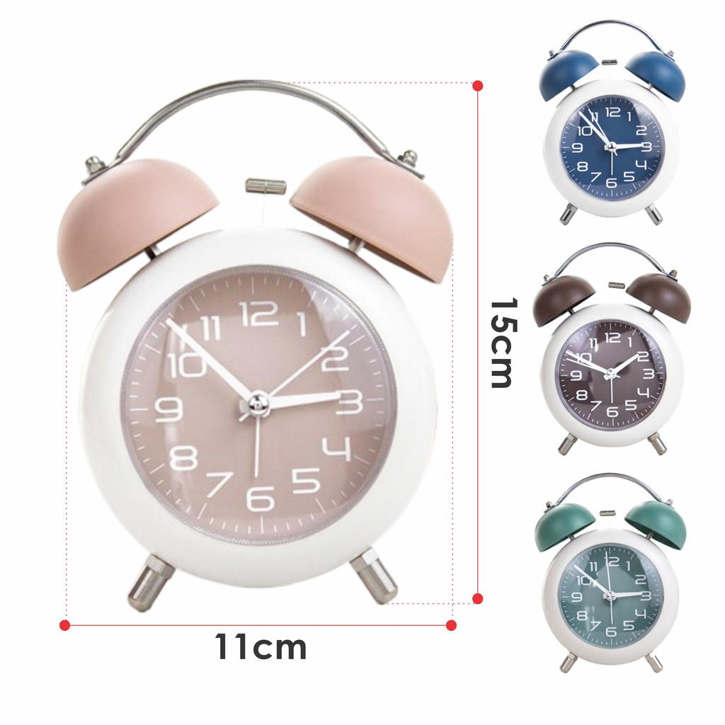 BSU Classic Retro Alarm Clock Twin Bell Mini Loud Analogue Bedside ...
