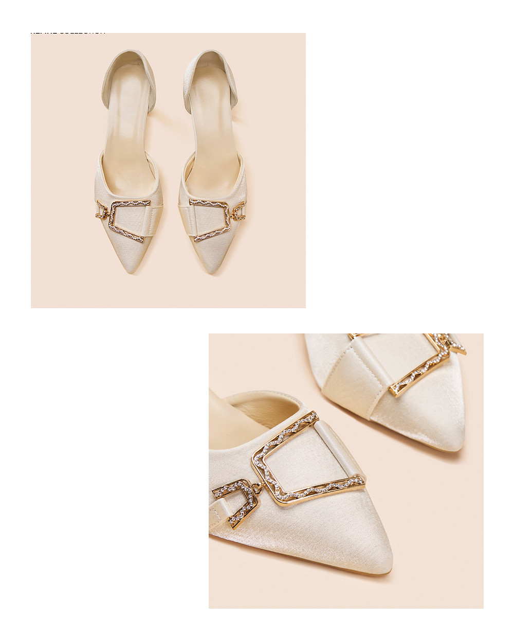 (Lovito Refine) Elegant Plain Metal Buckle Hollow Medium High Heel ...