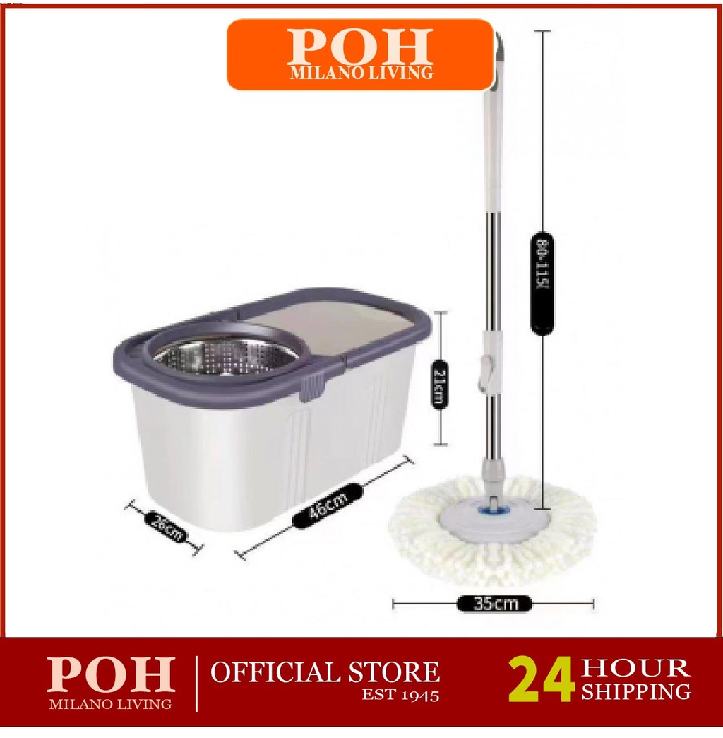4PCS FULL SET 🔥READY STOCK🔥POH 360 Round Spin Mop Set With Bucket ...