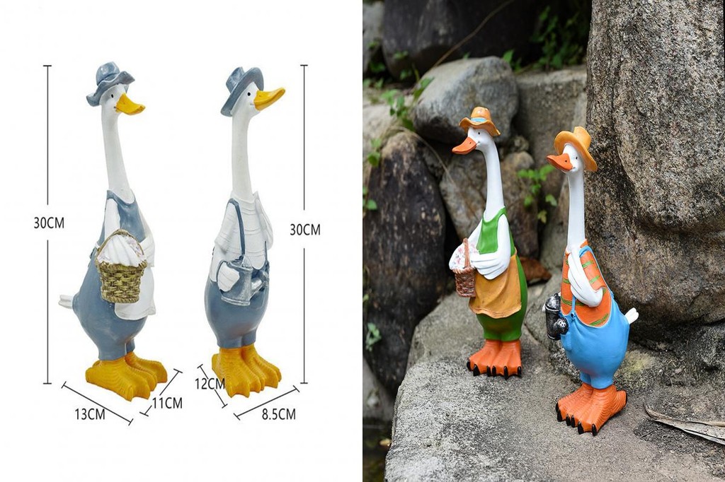 Cartoon-like Garden Statues Cute Resin Duck Figurines Hand-painted ...