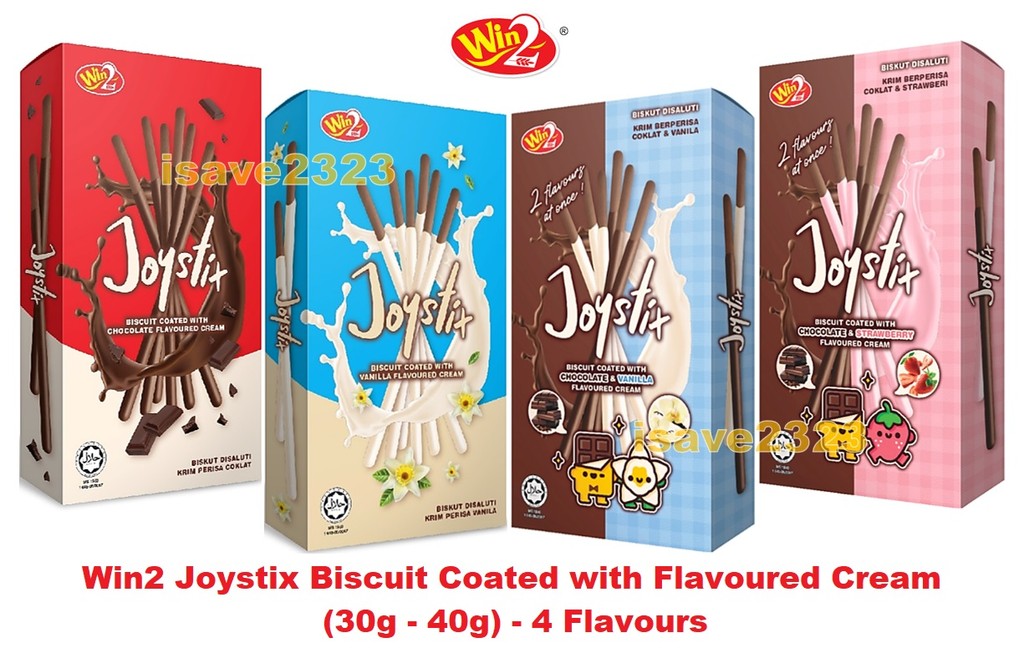 [HALAL] Win2 Joystix Biscuit Coated (30g - 40g) - Chocolate / Vanilla ...