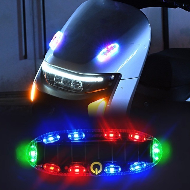 1/2/4pcs Motorcycle Anti Rear End Light - Solar Car Strobe Flashing ...