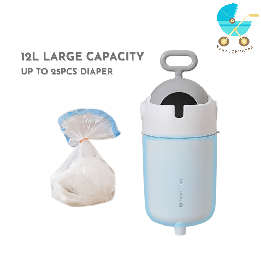 👶Nappy Bin Diaper Bin Tong Sampah Bertutup Tong Sampah Pampers Baby ...