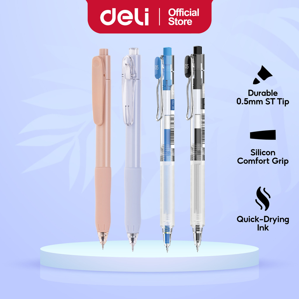 Deli Gel Pen 0.5mm ST Tip Comfort Grip Smooth Writing Office School ...