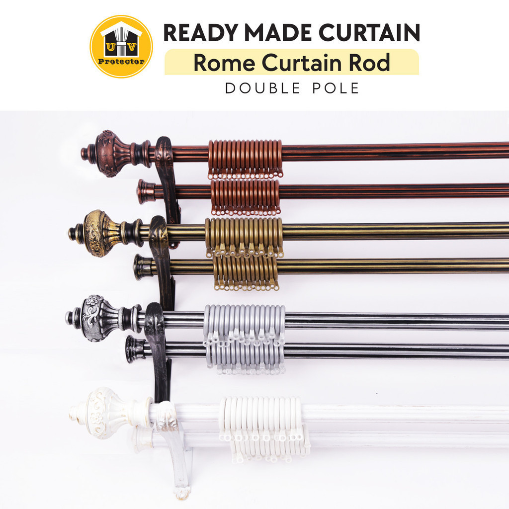UVP ROME Curtain Rod: Anti Rust Rod Langsir Tahan Karat Single & Double ...