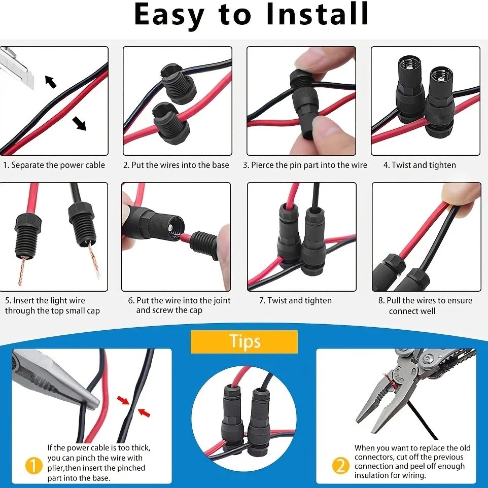 Waterproof Wireless T-shaped Connector - Stripless Top Pin Terminal ...