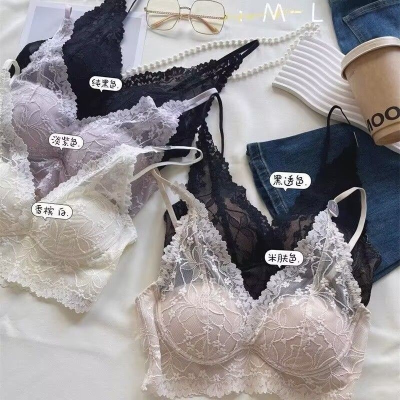 Sexy Underwear - Lace Gathered Back Tube Top with Anti-Sagging Thin ...