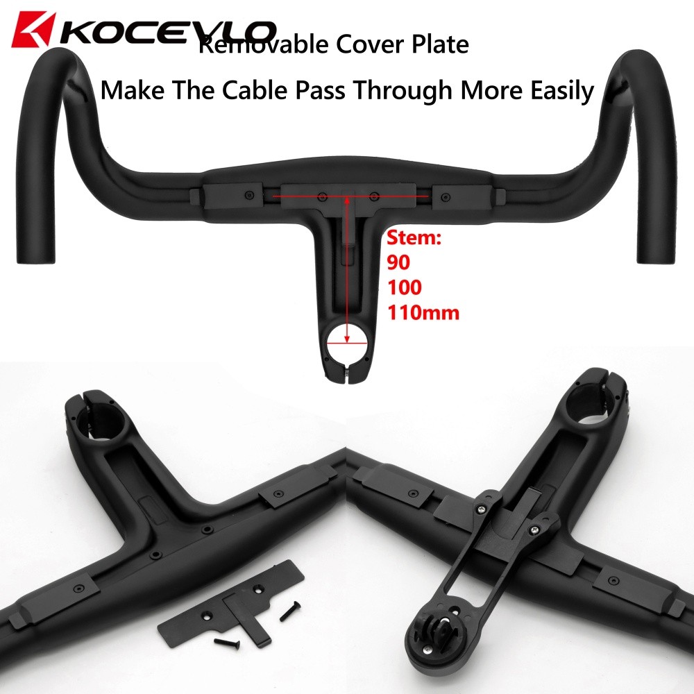 KOCEVLO Road Bicycle Handlebar 28.6/31.8mm Carbon Fiber Integrated ...