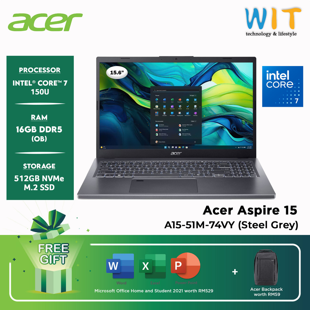 Acer Aspire 15 A15-51M-74VY /57U7 /52FK (Intel Core 5 /Core 7 /8GB-16GB ...