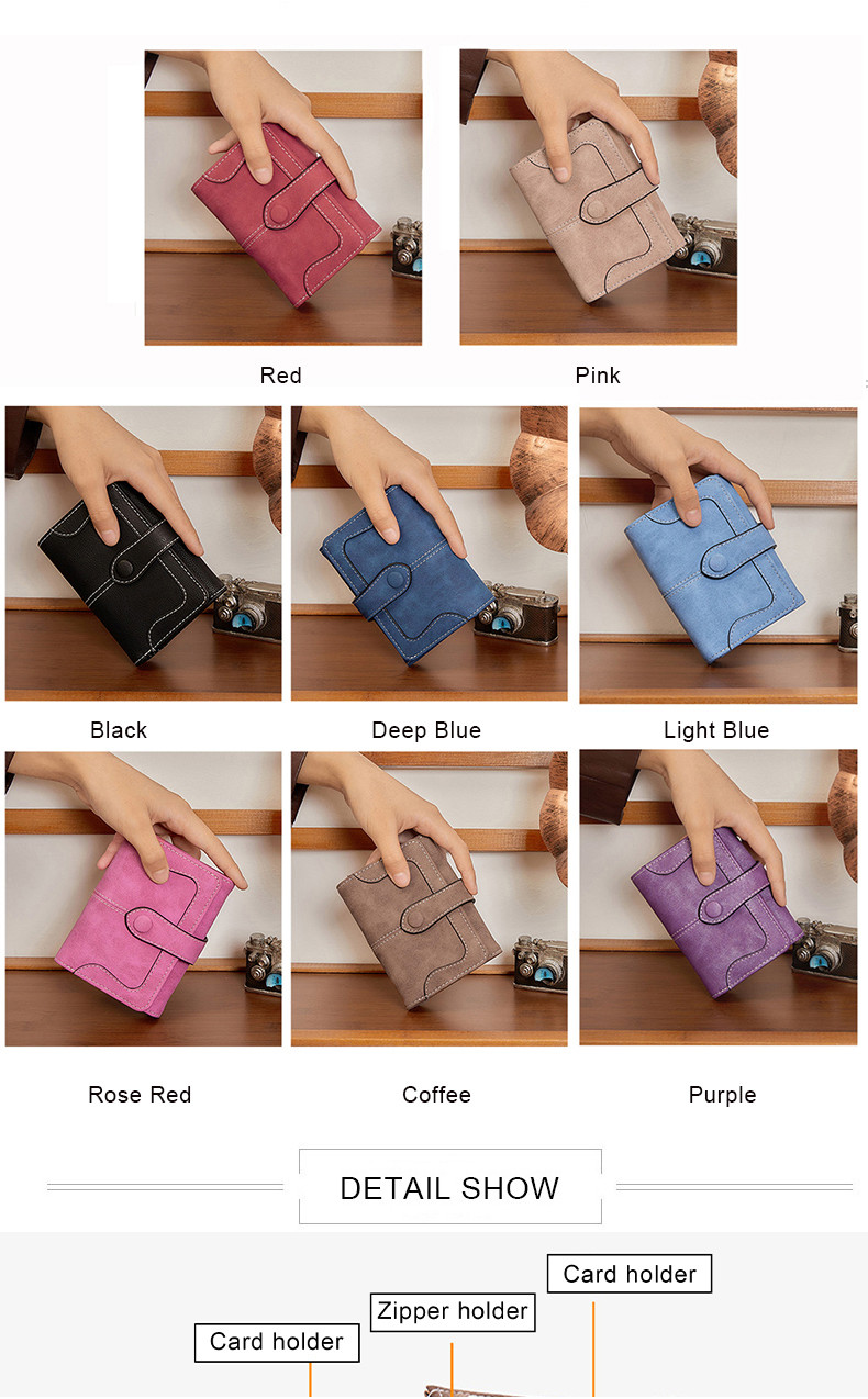 Women Short Wallet Vintage Woman Small Zipper Wallet with Coin Purse ...