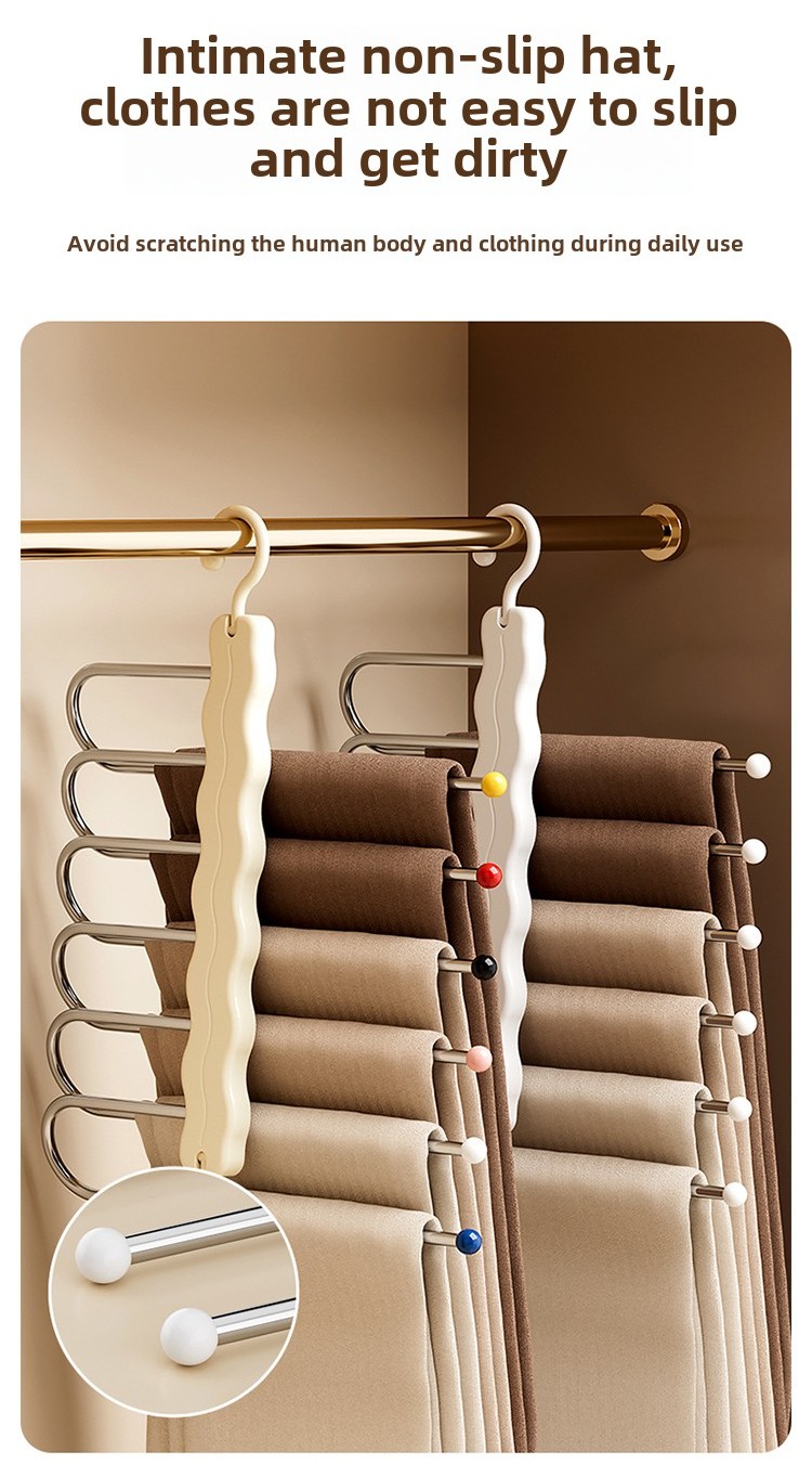 Home seamless pants rack with foldable double hook design for strong ...
