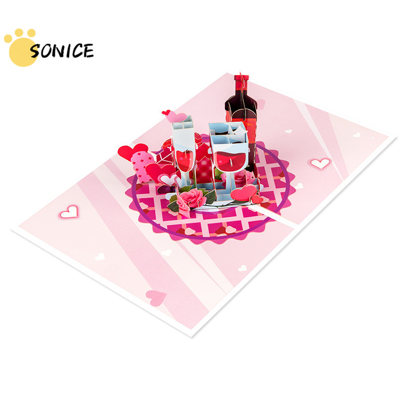 3D Pop Up Valentines Day Card Red Wine Glass Pop Up Valentines Day Card ...