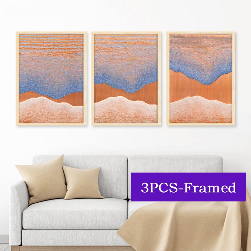 A4/A3 Frame 3PCS Abstract Art Poster Elliptical Line Shape Colorful ...