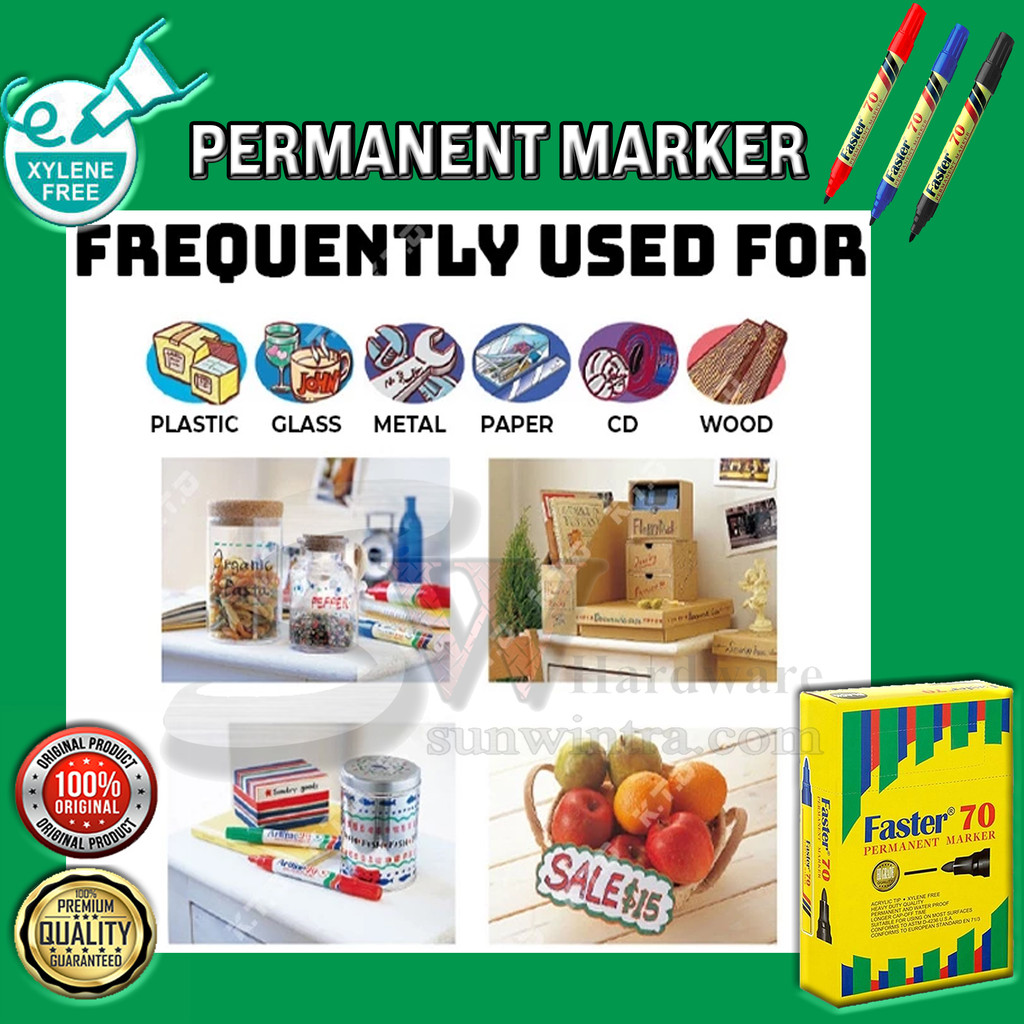12pcs / Box Faster 70 Permanent Marker Pen / Pen Penanda/MAKER PEN ...