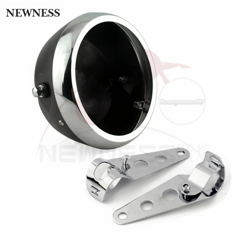 7" Motorcycle Headlight Bucket Shell Housing Retro Light Lamp Bracket ...