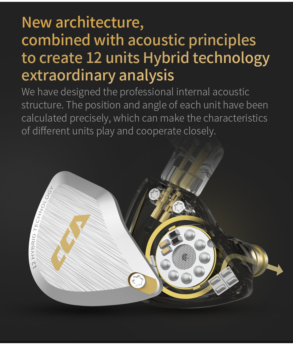 Uareliffe CCA C12 Metal Earphone 5BA+1DD Good Bass Hybrid HiFi In-ear Monitor IEM Noise ...