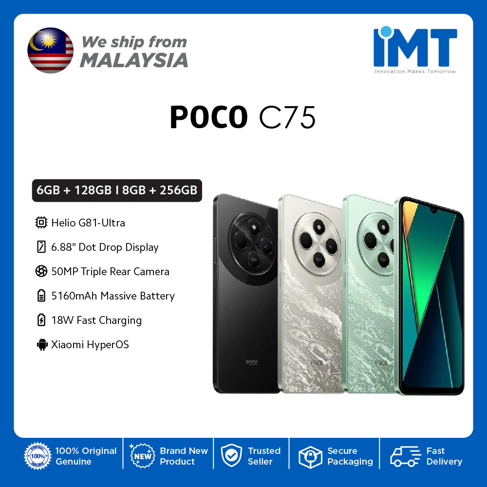 Poco C75 Smartphone | Mediatek Helio G81 Ultra | 6.88" IPS LCD Display ...