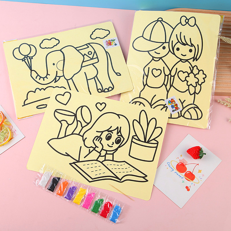 Colorful DIY Handmade Sand Painting Drawing Color Art Paper Children ...