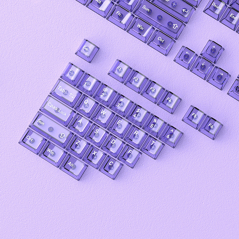 Lilac Transparent Double Keycaps PBT+PC Shine Through Cherry Profile ...
