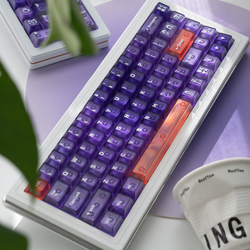 Transparent Foggy Purple Keycaps PC Light Through Cherry Profile keycap ...