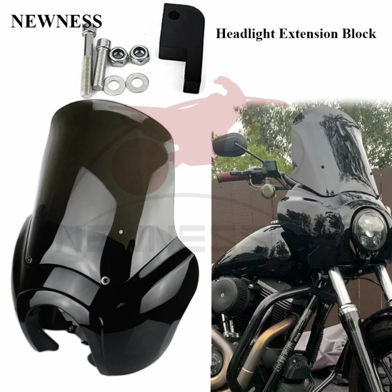 Motorcycle Headlight Fairing W/Outer 15" Windshield Screen & Mounting ...